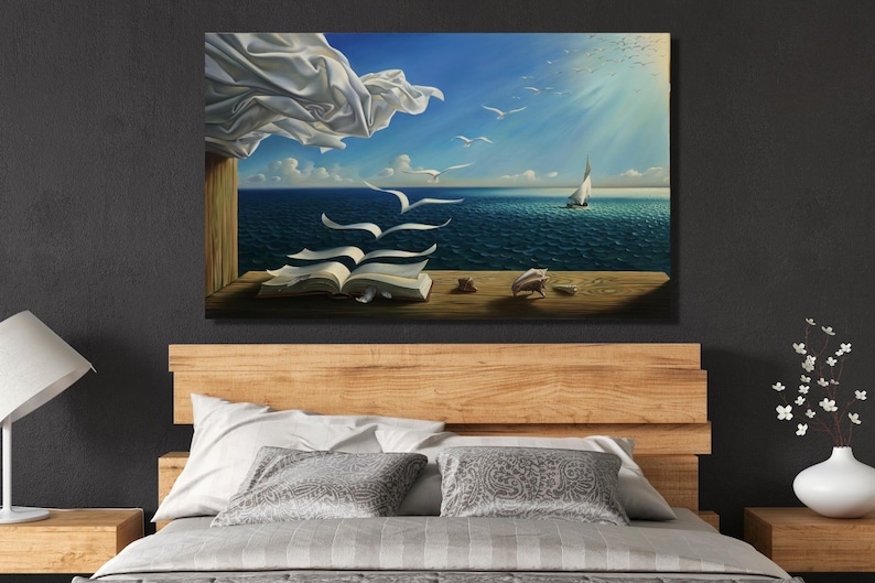 Salvador Dali, Famous Painting, the Waves Book Sailboat Surrealism ...