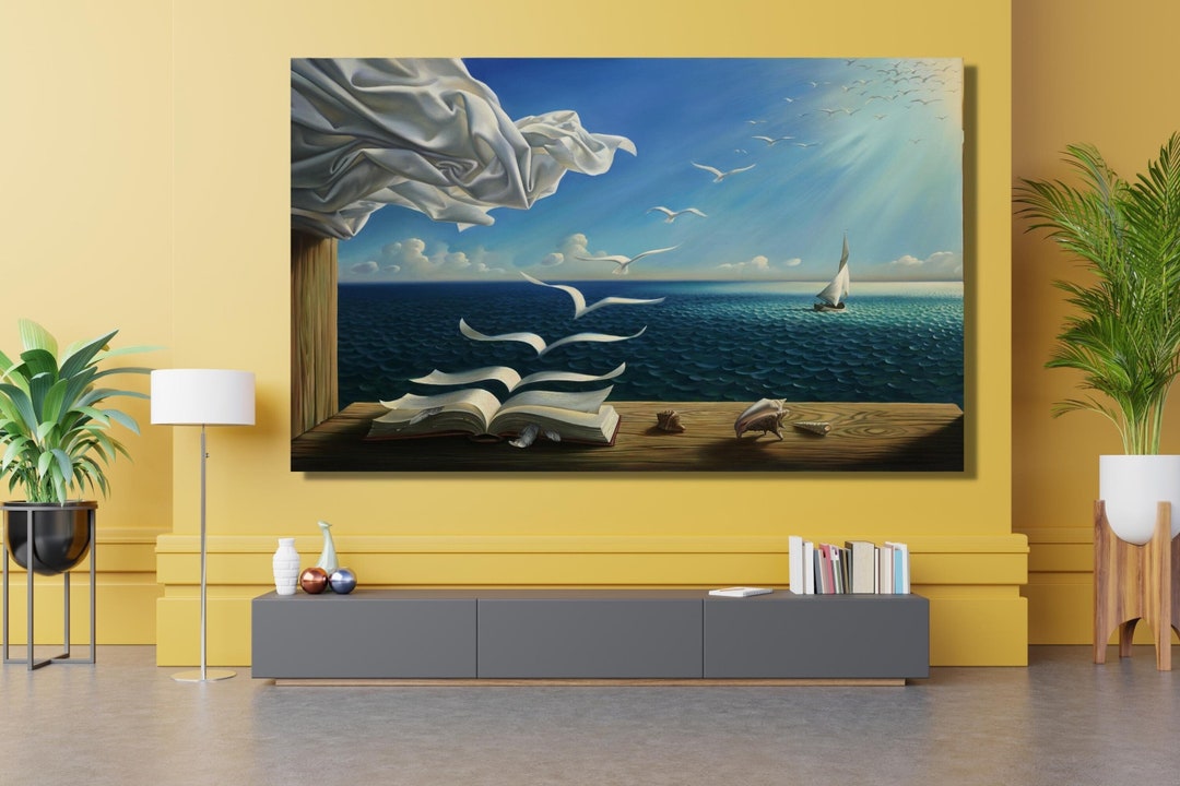 Salvador Dali, Famous Painting, the Waves Book Sailboat Surrealism ...