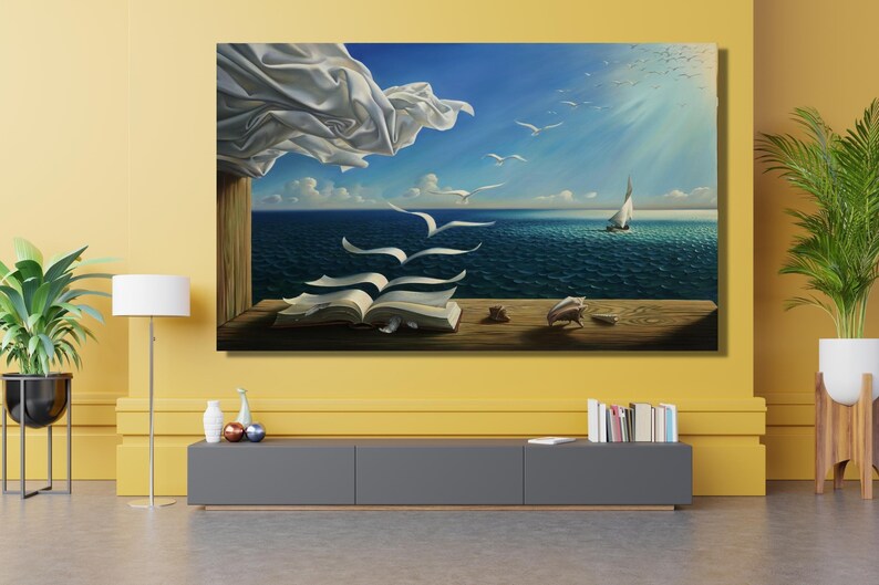 Salvador Dali, Famous Painting, the Waves Book Sailboat Surrealism ...
