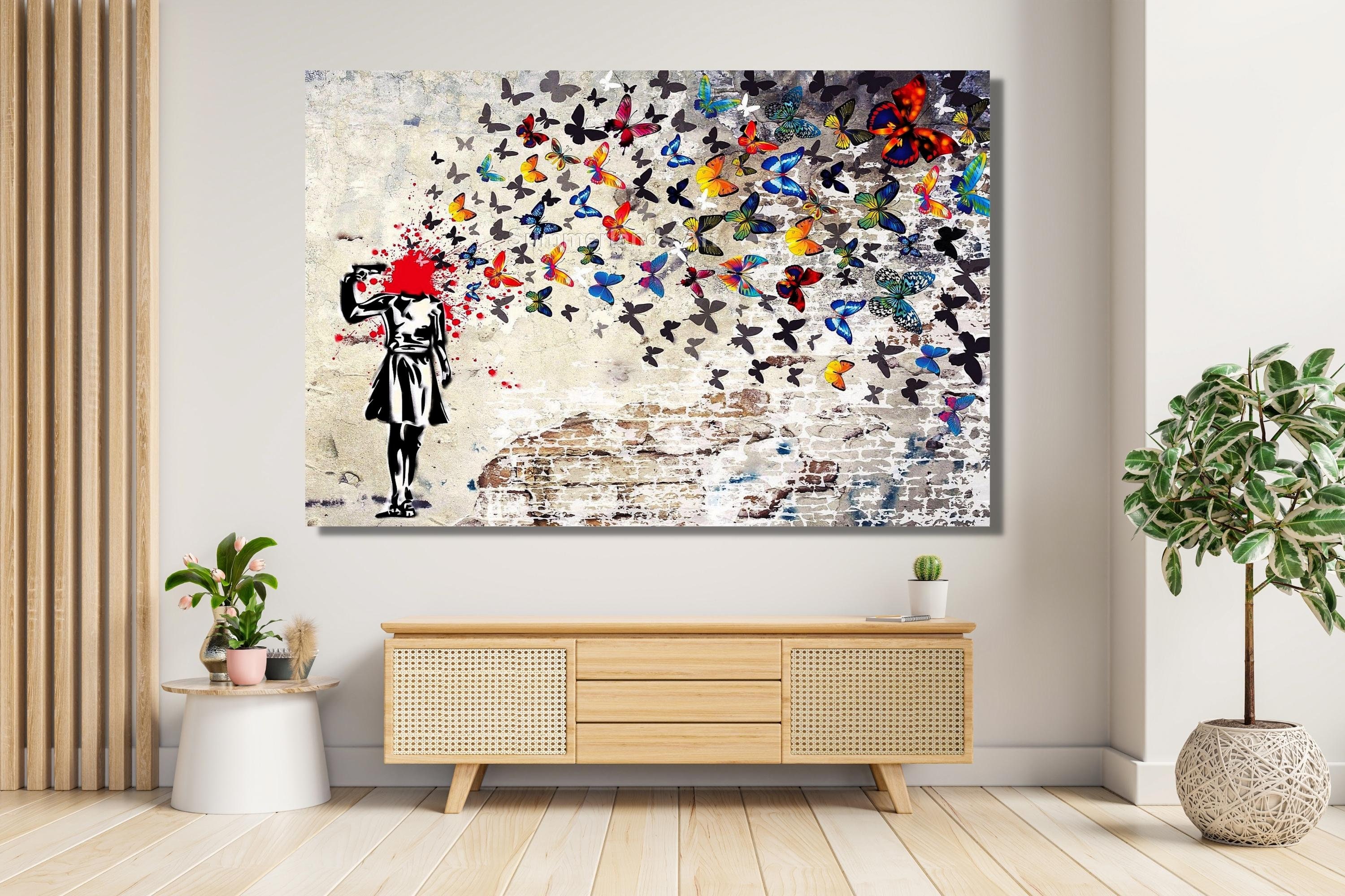 BANKSY, Colorful BANKSY, Butterfly Poster, Banks Poster, Kids Room ...