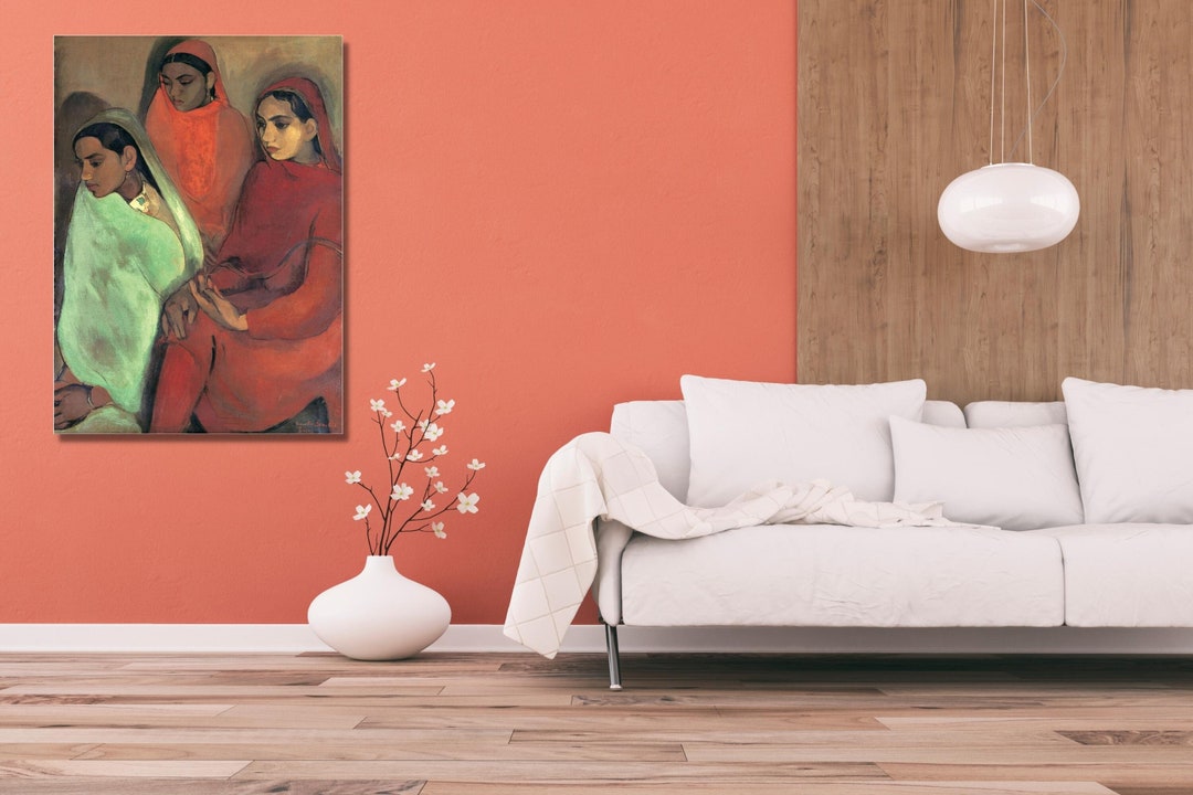 Group of Three Girls, by Amrita Sher Gill,three Girls Decor,by Amrita ...