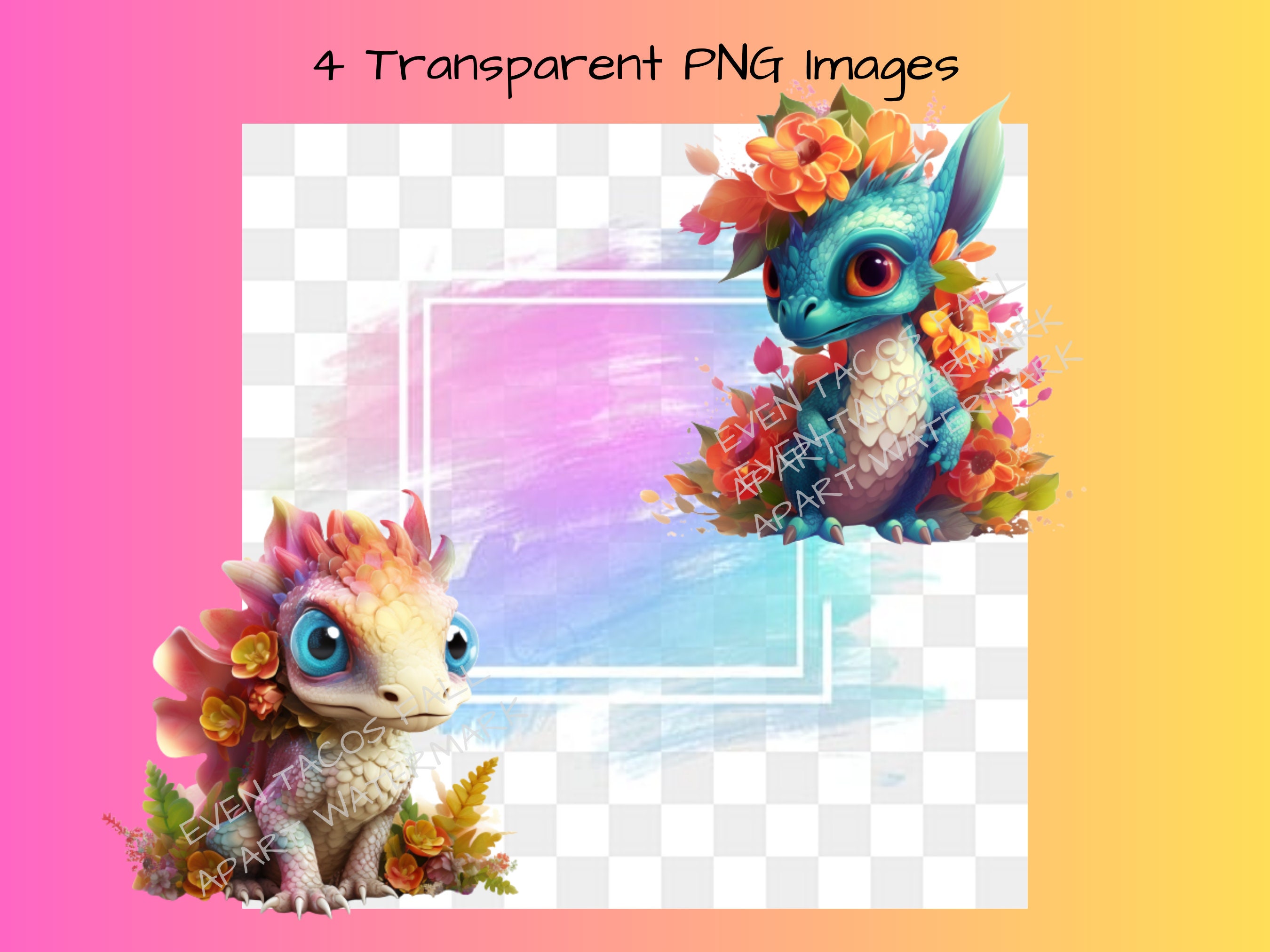 Sweet Baby Flower Dragons, Dragon PNG, Clipart, PNG Digital, Adorable ...