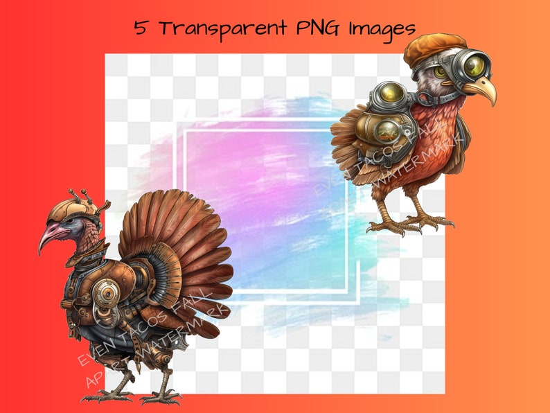 Steampunk Turkey Digital Artwork | Clipart Download | 300 DPI | PNG | 5 ...