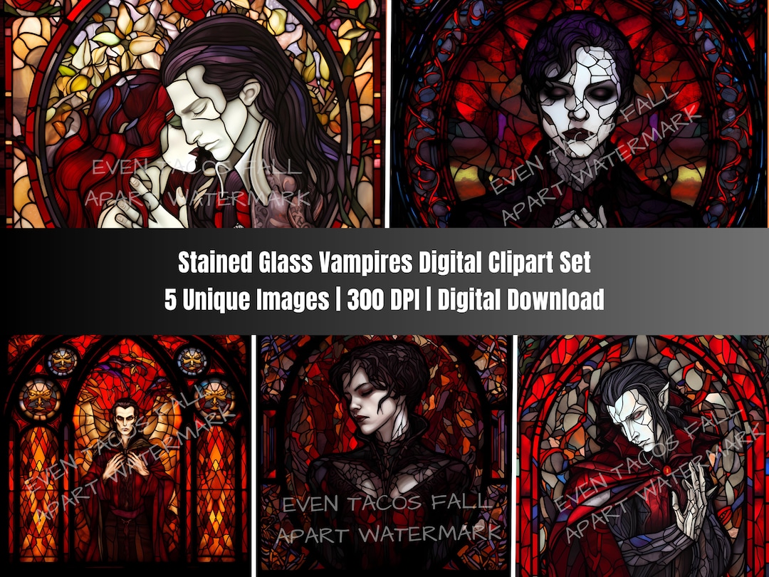 Stained Glass Vampires Artwork Set | Digital Clipart Download | 300 DPI ...