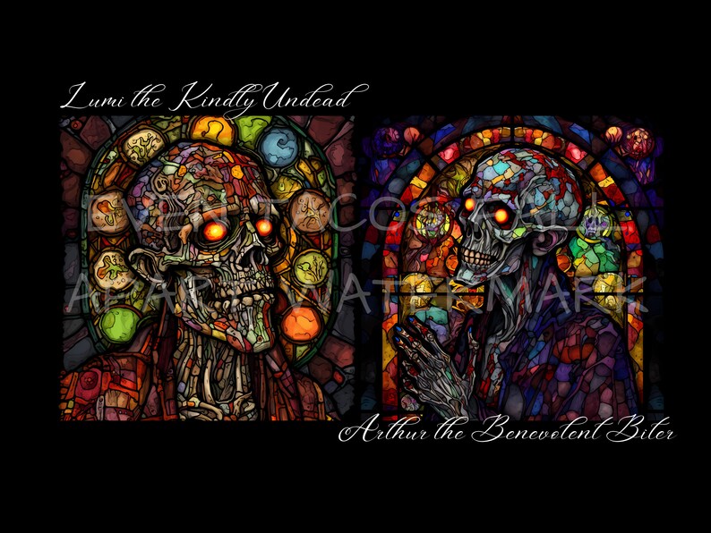 Stained Glass Zombies Artwork Set | Digital Clipart Download | 300 DPI ...