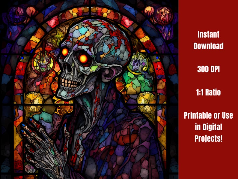 Stained Glass Zombies Artwork Set | Digital Clipart Download | 300 DPI ...