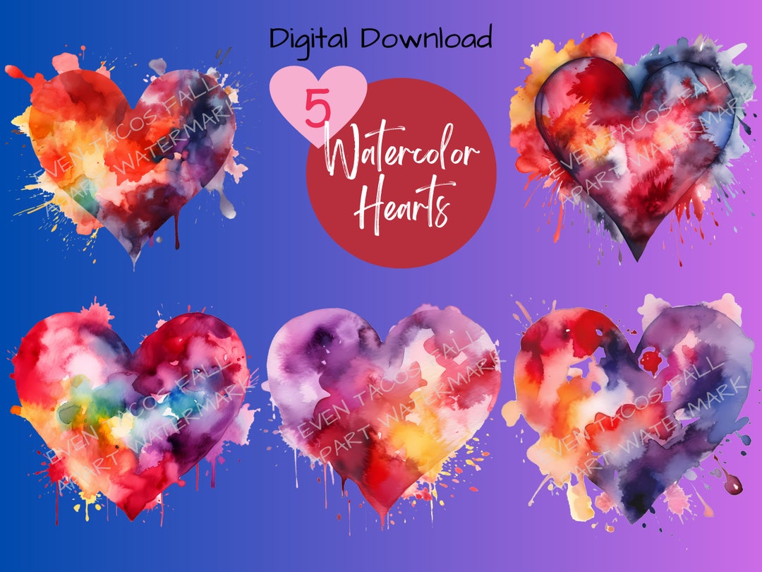 Watercolor Hearts Clipart Set for Valentine's Day and Creative Projects ...