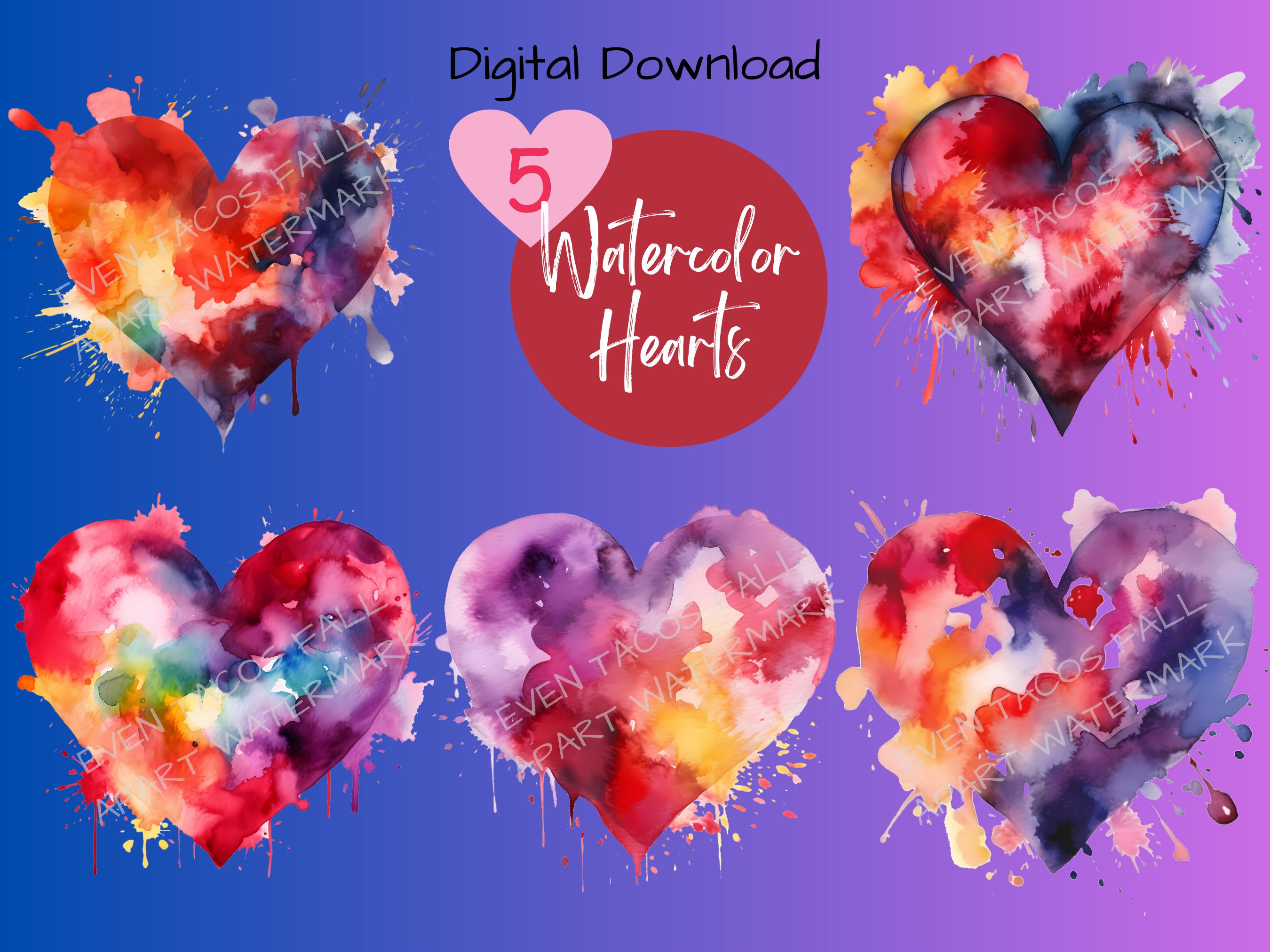 Watercolor Hearts Clipart Set for Valentine's Day and Creative Projects ...