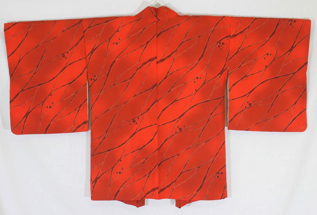 Silk Woman Haori With Geometric Patterns. Dated Japan Showa/heisei ...