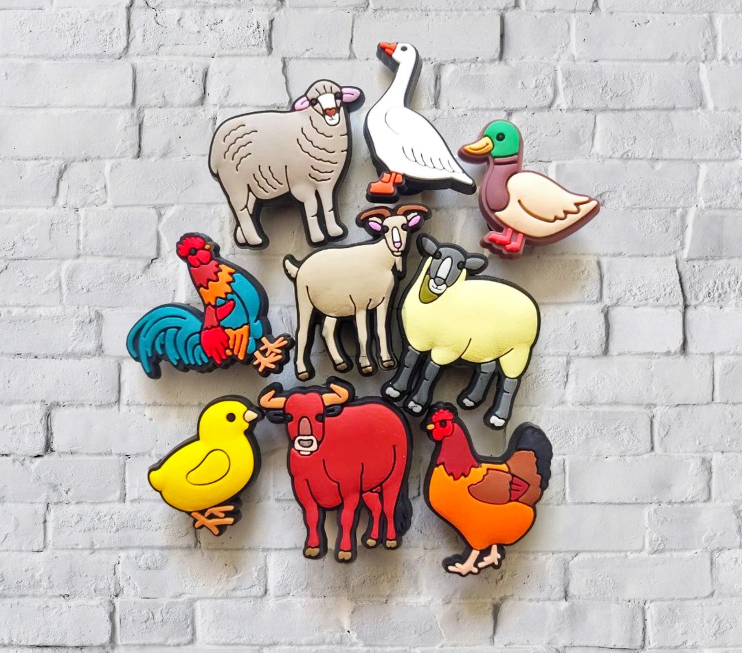 Random Cute Farm Animals Croc Shoe Charms,goose Sheep Pets Croc Jibbitz ...