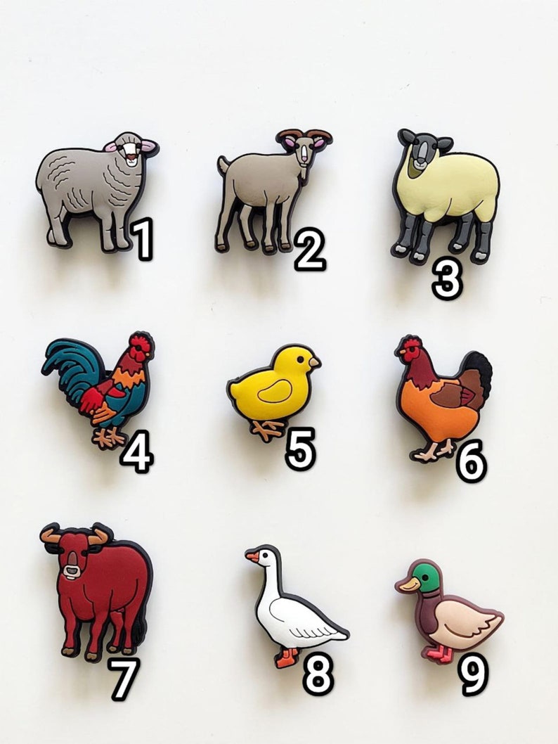 Random Cute Farm Animals Croc Shoe Charms,goose Sheep Pets Croc Jibbitz ...