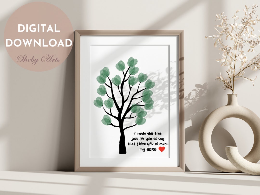 Fingerprint Father's Day Tree Craft for Kids and Grandkids, Tree ...