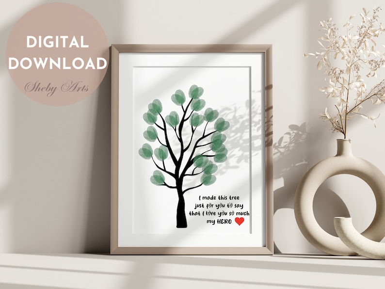 Fingerprint Father's Day Tree Craft for Kids and Grandkids, Tree ...