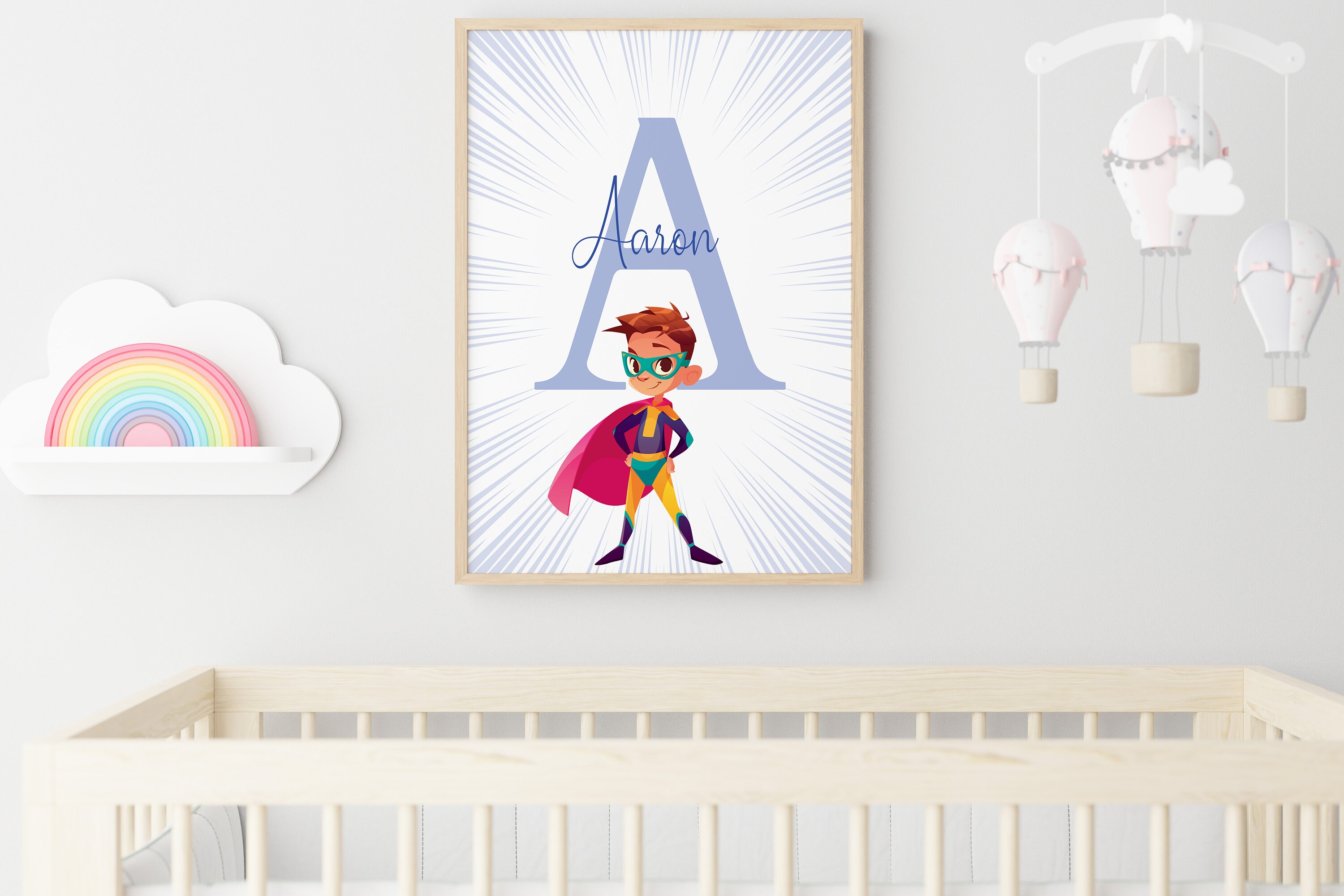 Superhero Personalized Custom Name Print, Nursery Custom Printable Wall ...