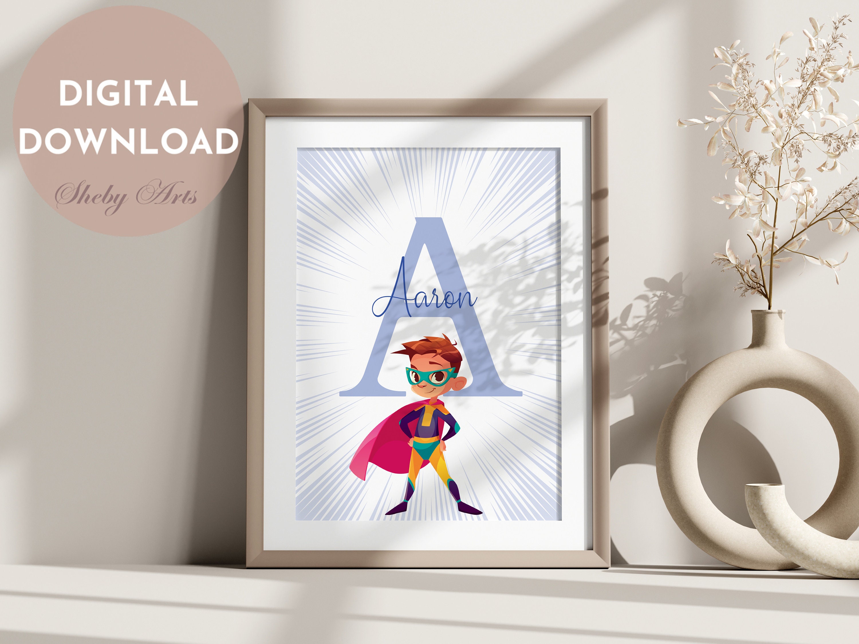 Superhero Personalized Custom Name Print, Nursery Custom Printable Wall ...