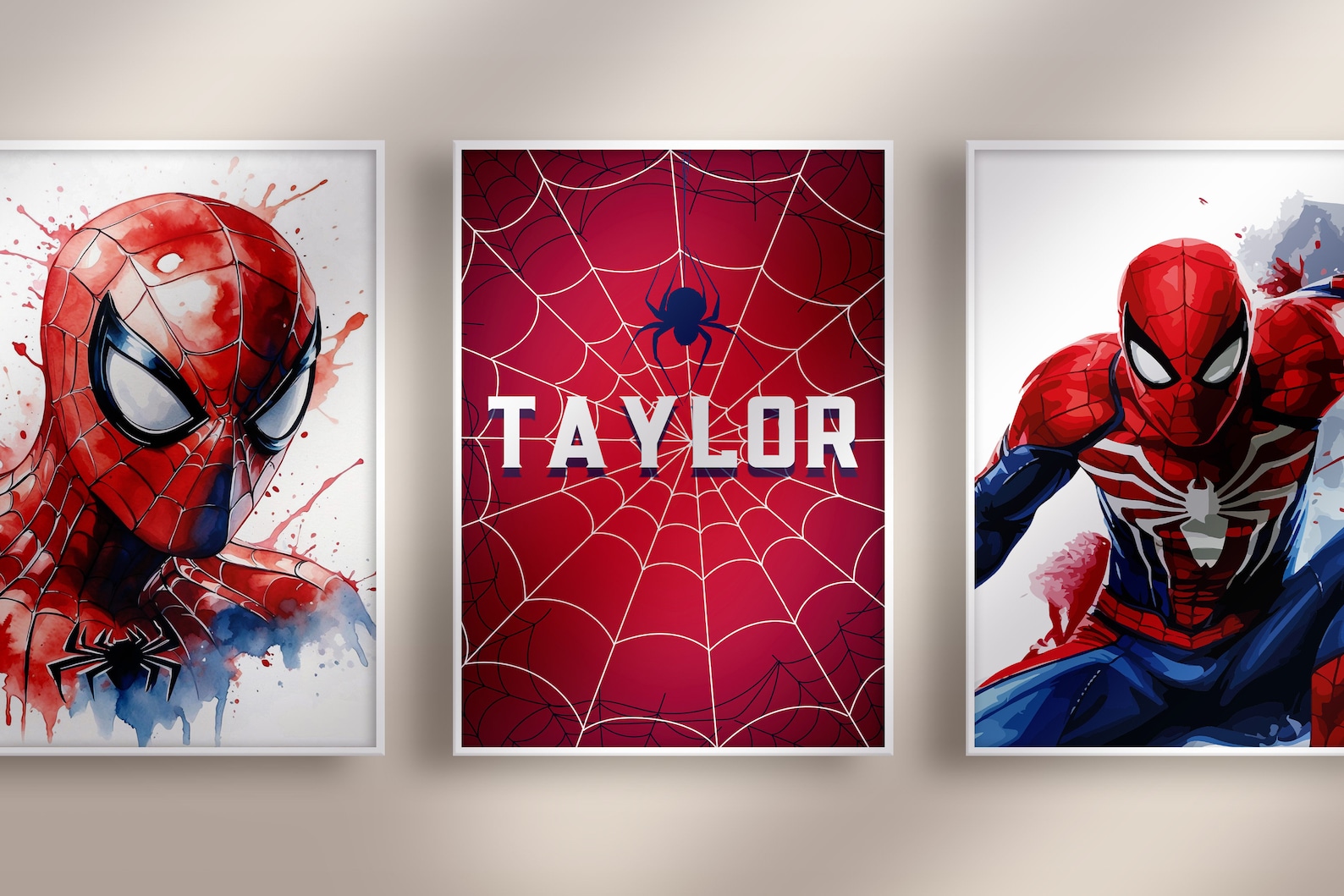 Personalized Spider-man Name Art Set Editable Spider-man Nursery Prints ...