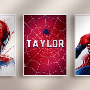 Personalized Spider-man Name Art Set Editable Spider-man Nursery Prints ...