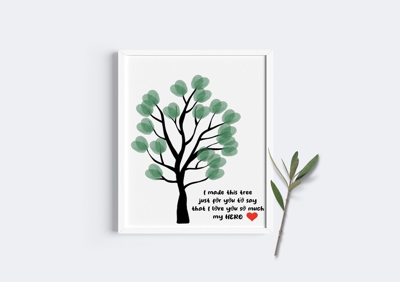 Fingerprint Father's Day Tree Craft for Kids and Grandkids, Tree ...