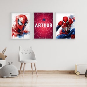 Personalized Spider-man Name Art Set Editable Spider-man Nursery Prints ...