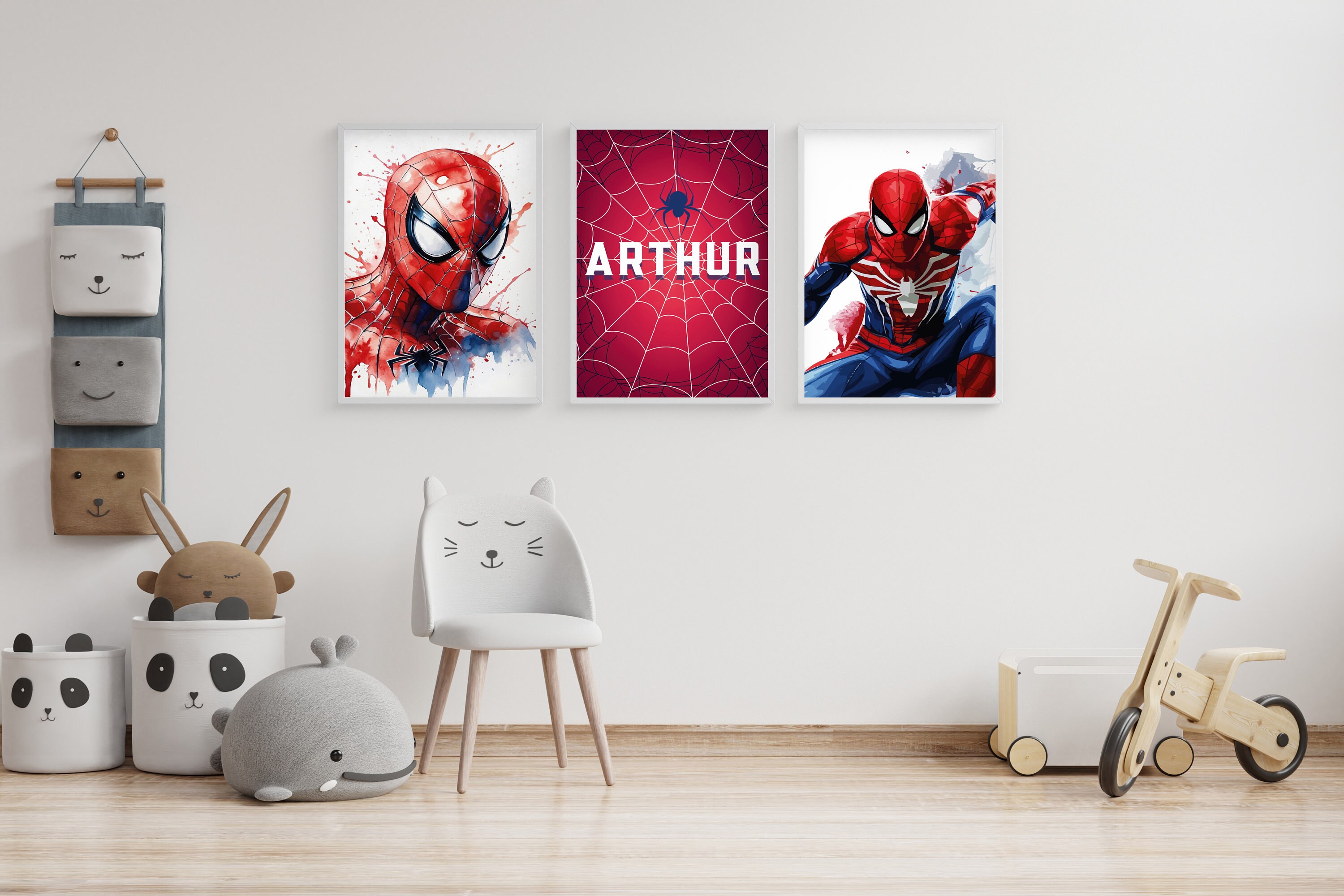 Personalized Spider-man Name Art Set Editable Spider-man Nursery Prints ...