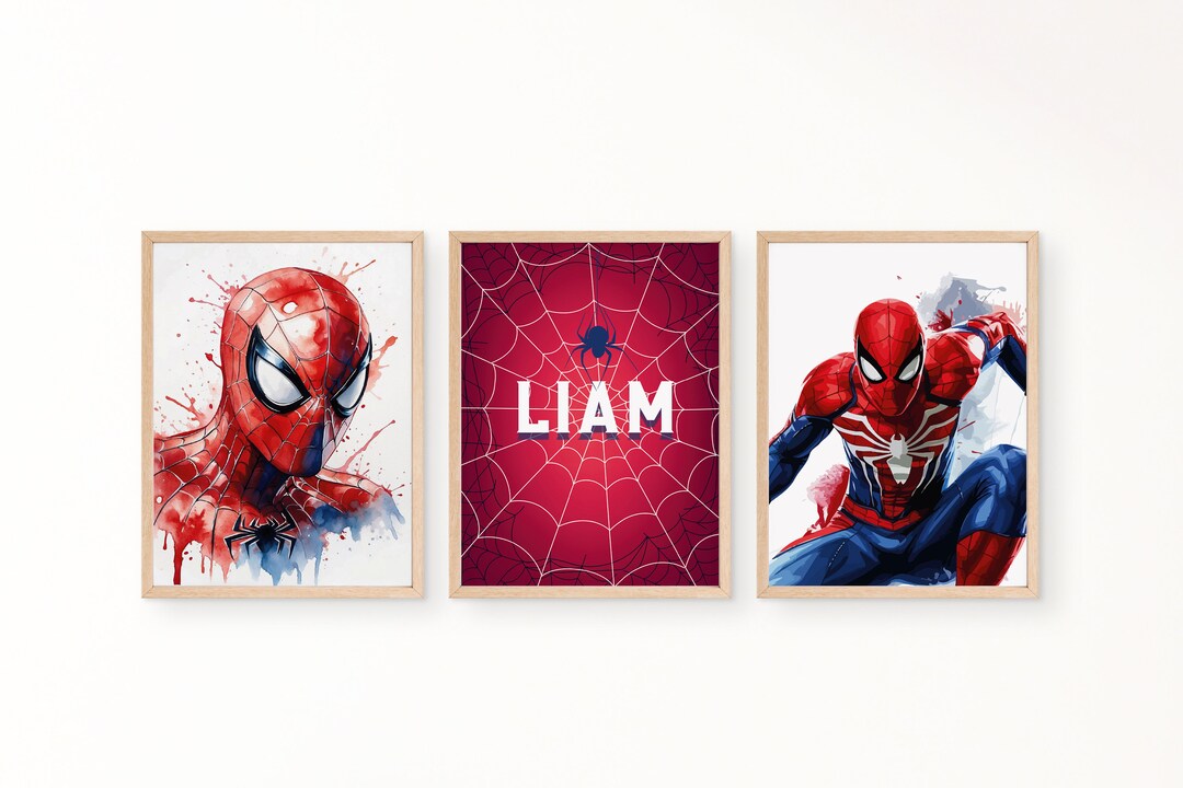 Personalized Spider-man Name Art Set Editable Spider-man Nursery Prints ...