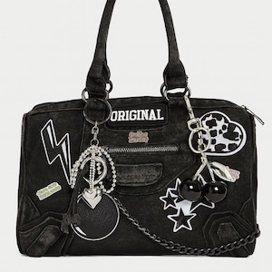 Custom Denim Junk Purse: Handcrafted Patchwork Bag With Charms & Chains ...