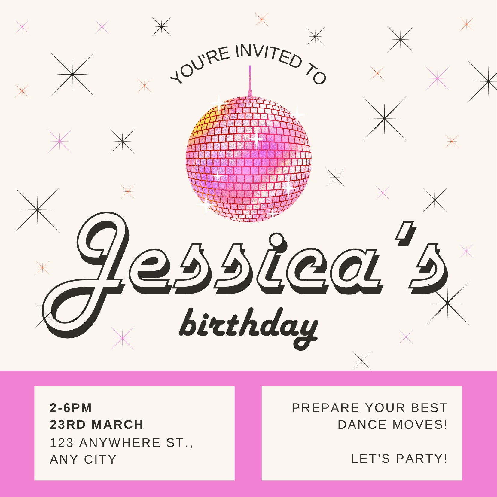 Disco Birthday Party Invitation - Etsy