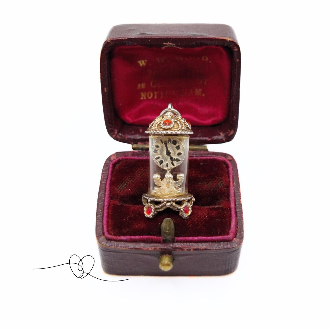 Vintage Silver NUVO Clock Charm Silver Mantle-piece Clock Charm or ...