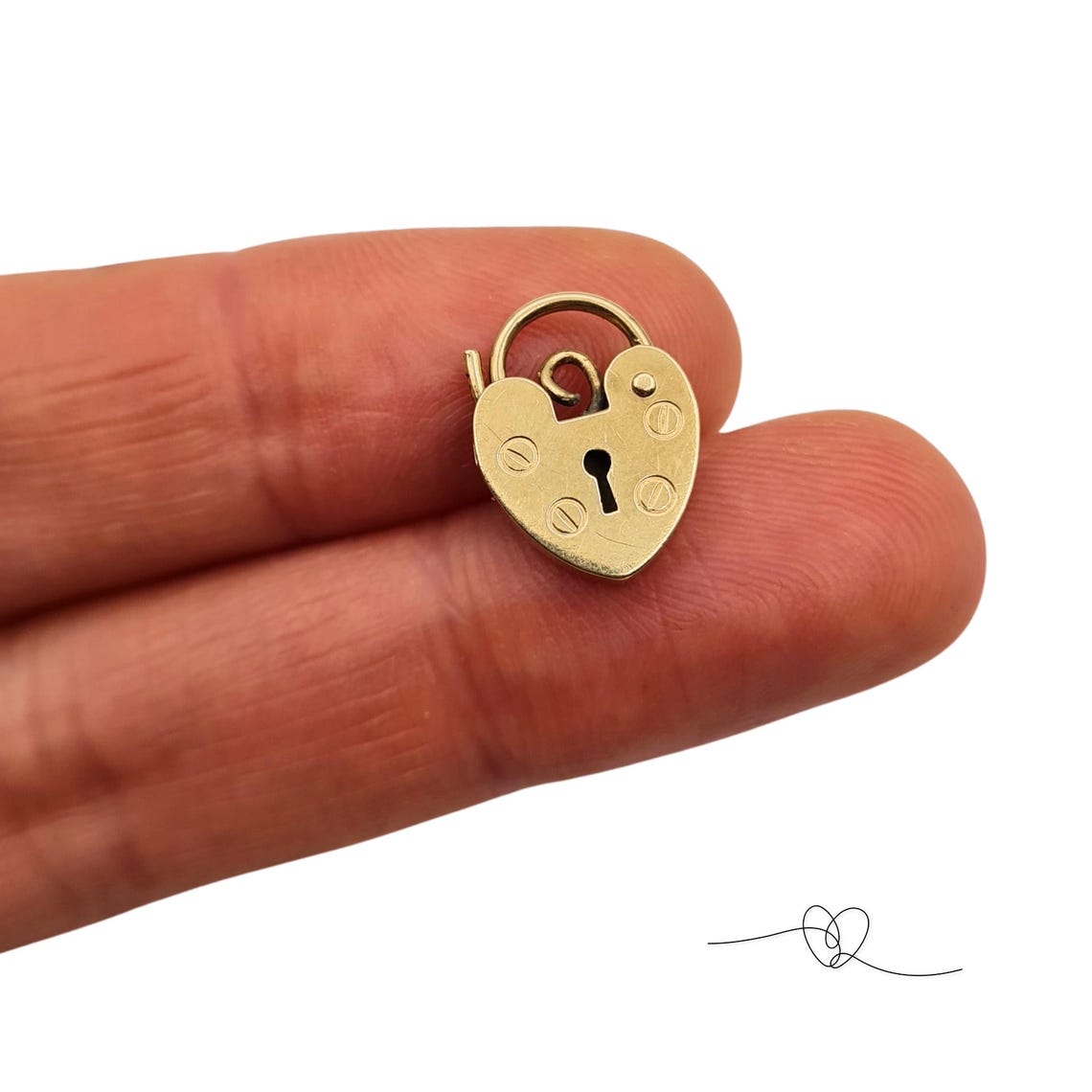 9ct Gold Small Heart Padlock, LC London, Fully Hallmarked, 1.3cm X 1cm ...