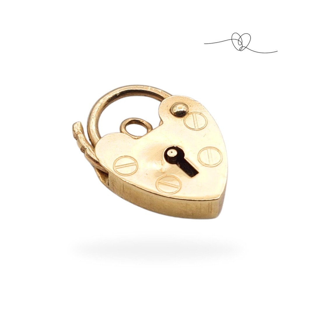 9ct Small Gold Heart Padlock, ASJ London 1986, 1.4cm X 1cm, Fully ...