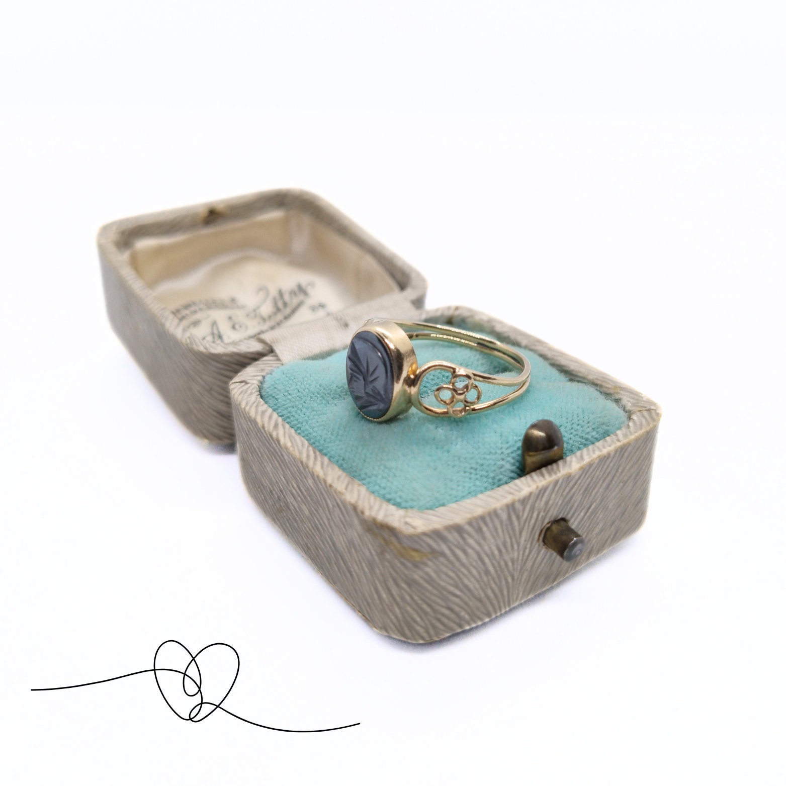 Vintage 9ct Gold Hematite Intaglio Ring Gold 375 Ring UK Size L 1/2 USA ...