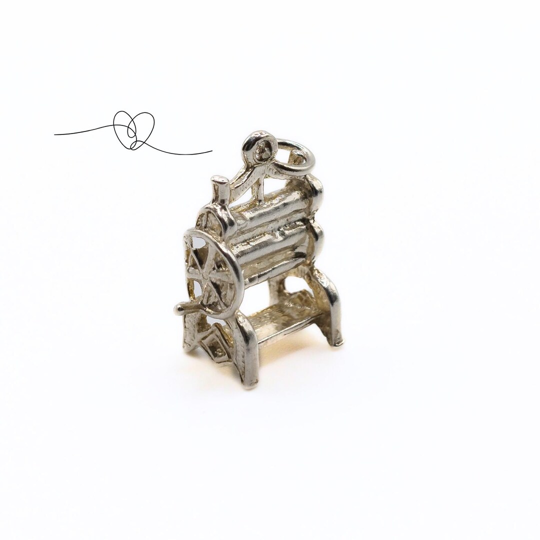 Vintage Silver Washing Mangle Charm Silver Washing Charm Old Clothes ...