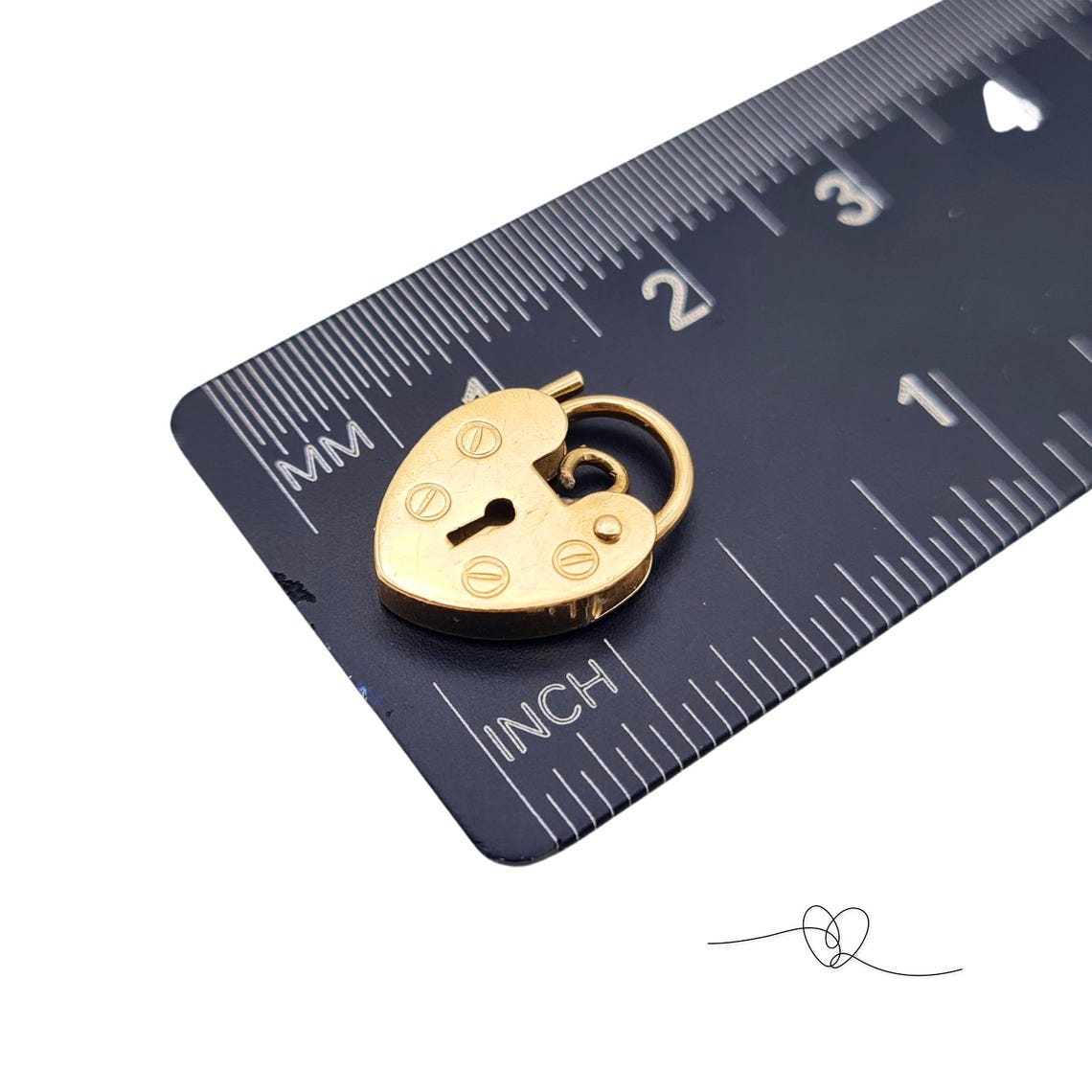 9ct Gold Small Heart Padlock, LC London, Fully Hallmarked, 1.3cm X 1cm ...