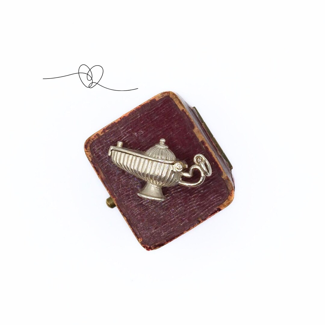 Vintage Silver Genie in a Lamp Charm OPENING Lamp Charm or Pendant ...