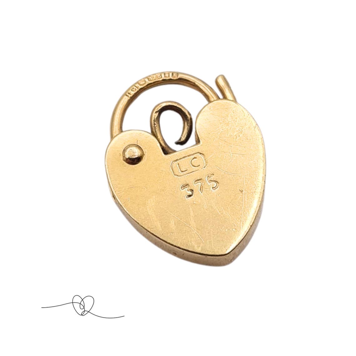 9ct Gold Small Heart Padlock, LC London, Fully Hallmarked, 1.3cm X 1cm ...