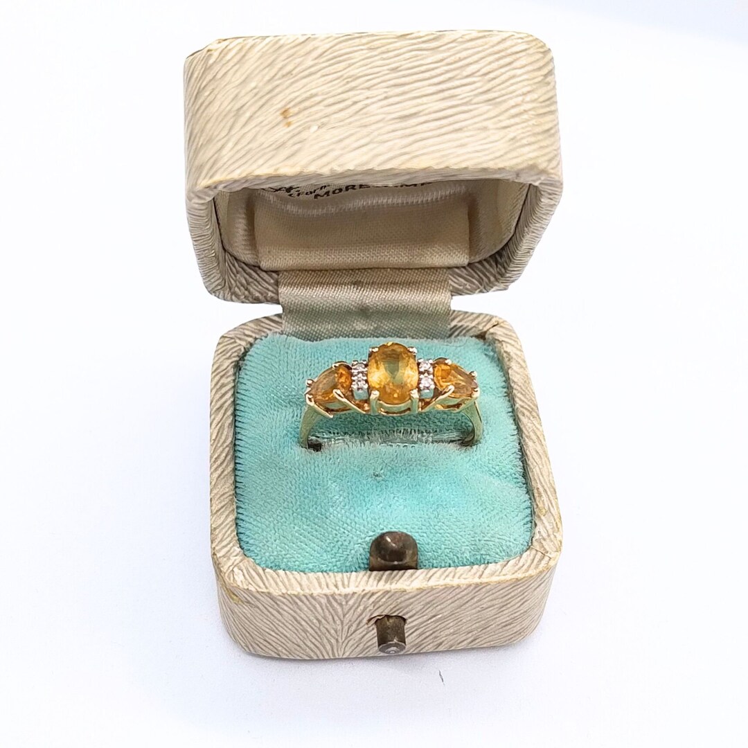Gold Ring Diamond Ring Citrine Ring Gold 375 Ring Size Q 1/2 USA 8.5 ...