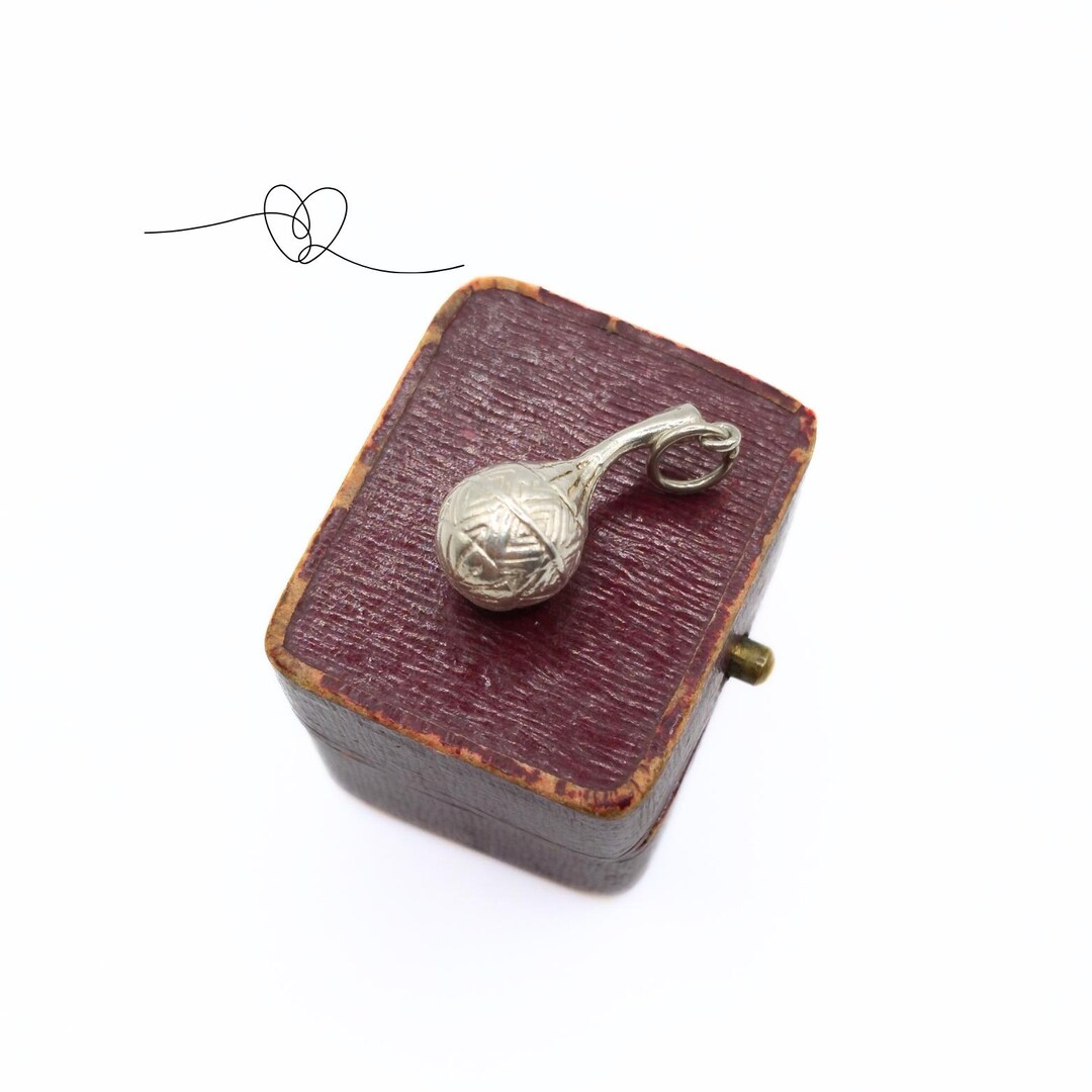 Vintage Silver Maraca Charm or Pendant Vintage Sterling Silver Gift for ...