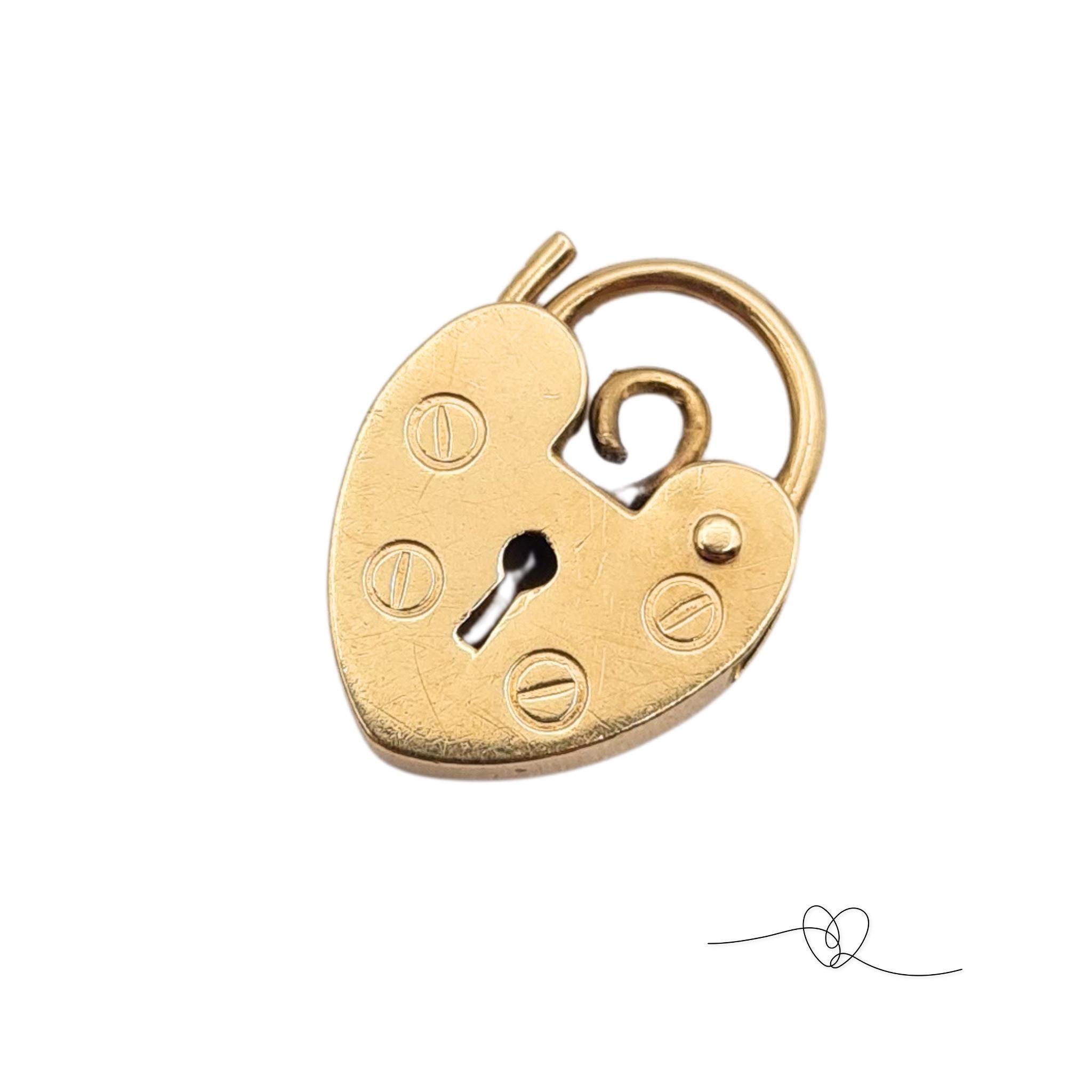 9ct Gold Small Heart Padlock, LC London, Fully Hallmarked, 1.3cm X 1cm ...