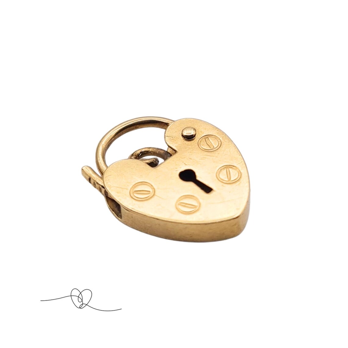 9ct Gold Small Heart Padlock, LC London, Fully Hallmarked, 1.3cm X 1cm ...