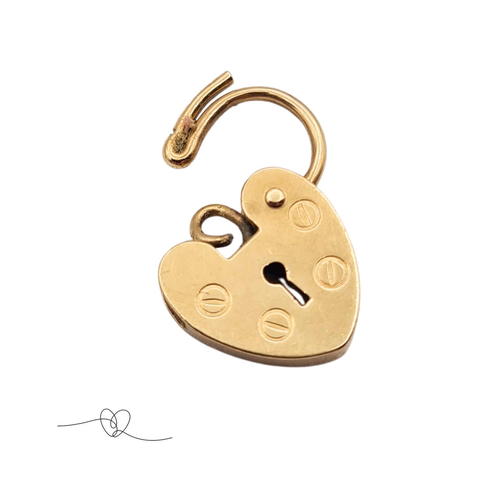 9ct Gold Small Heart Padlock, LC London, Fully Hallmarked, 1.3cm X 1cm ...