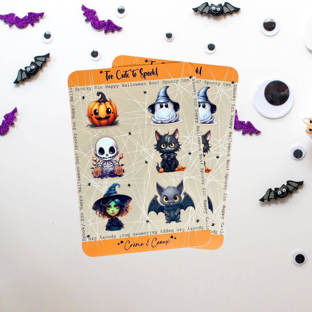 Halloween Sticker Bundle Spooky Season Sticker Sheet Too Cute to Spook ...