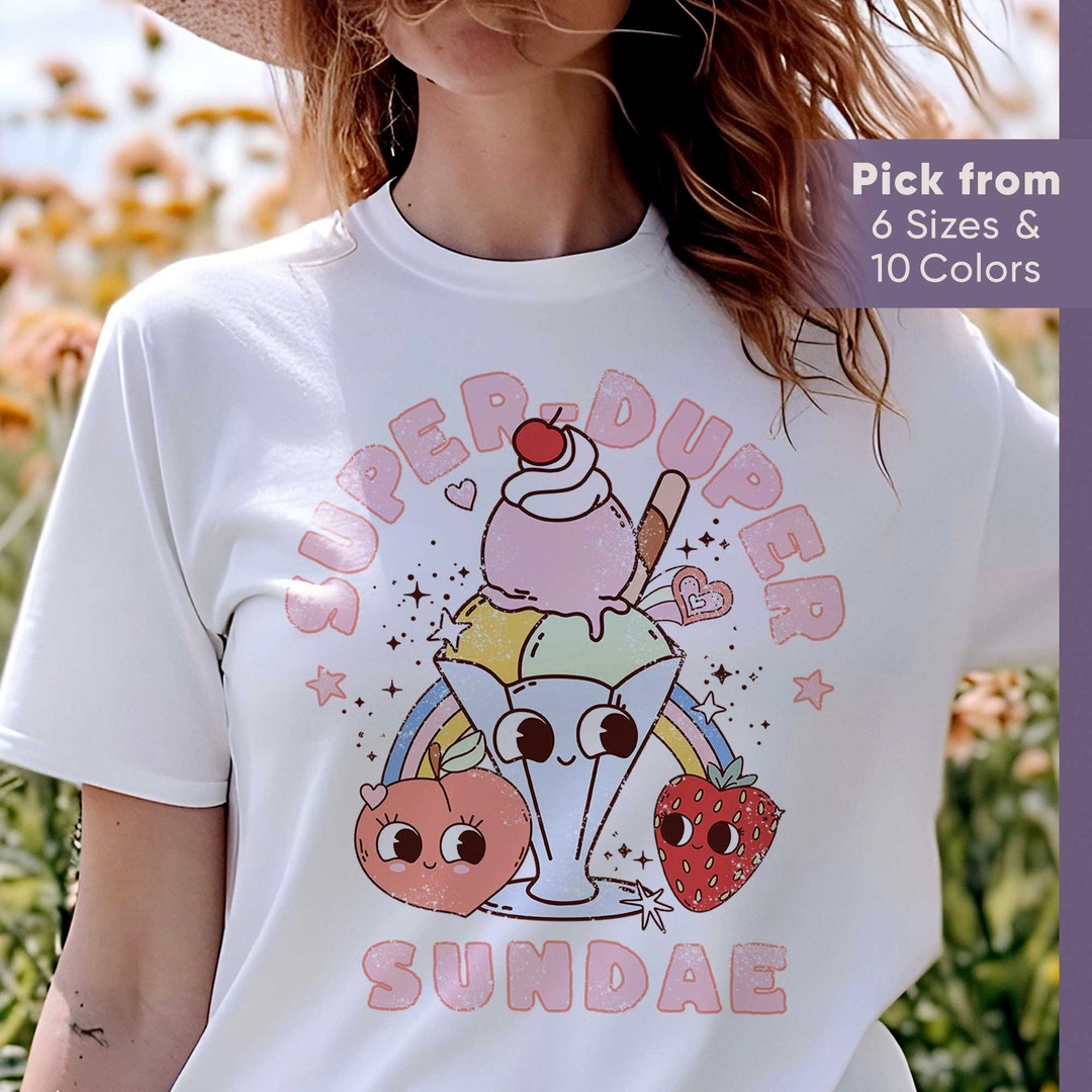 Super Sundae Summer Shirt, Funny Mascot Graphic Tee, Vintage Humorous ...