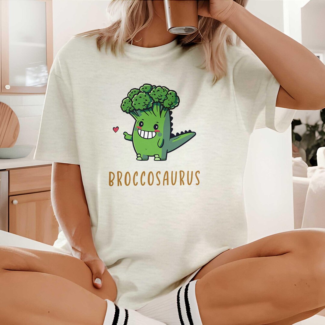 Broccoli Dinosaur Shirt: Funny Vegan Cartoon Graphic Tee - Etsy