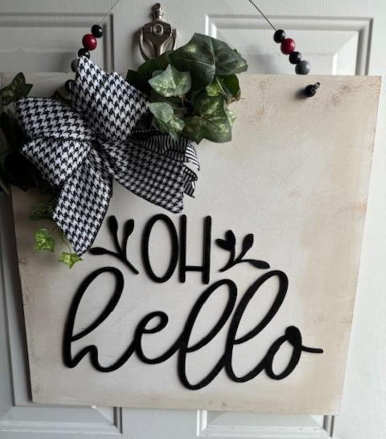 20" Square OH Hello! Door Sign - Etsy