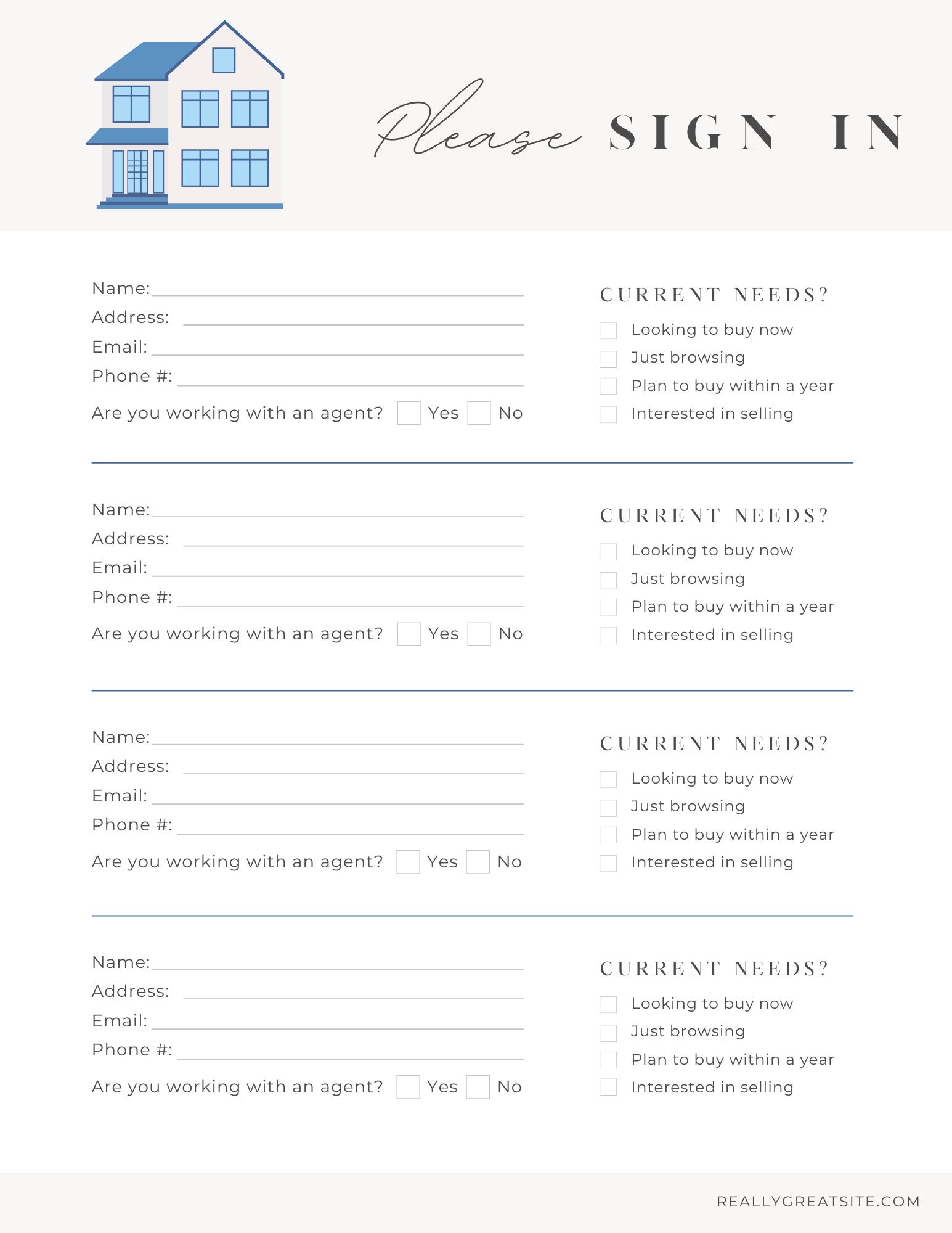 Customizable Open House Sign-in Sheet Pdf Digital Marketing Template ...