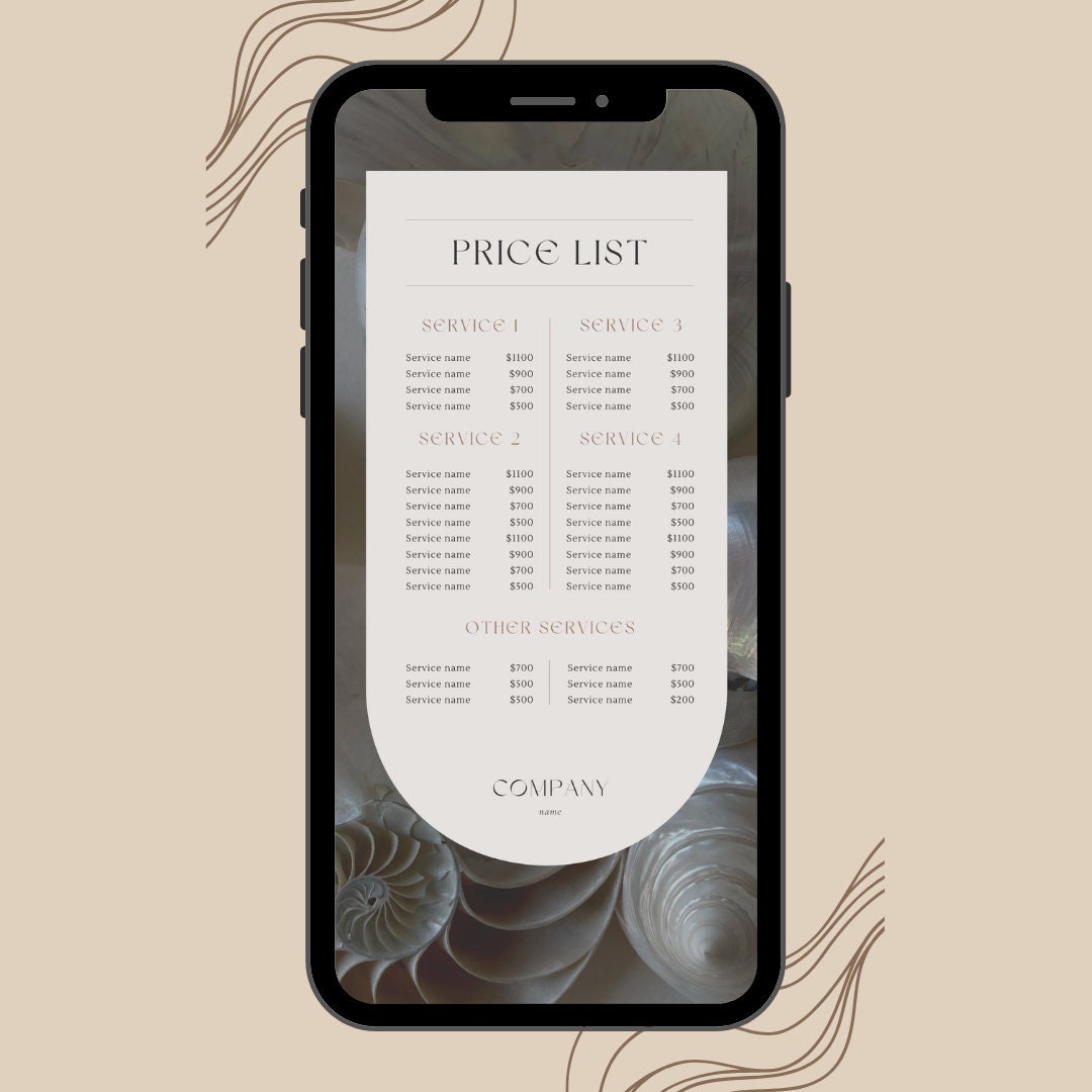 Price List Template, Editable Price List Canva Template, Electronic ...