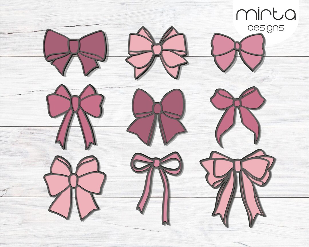Set of 9 Bows SVG Bundle, 3D Layered Bow Laser Cut File, Bow Cut Files ...