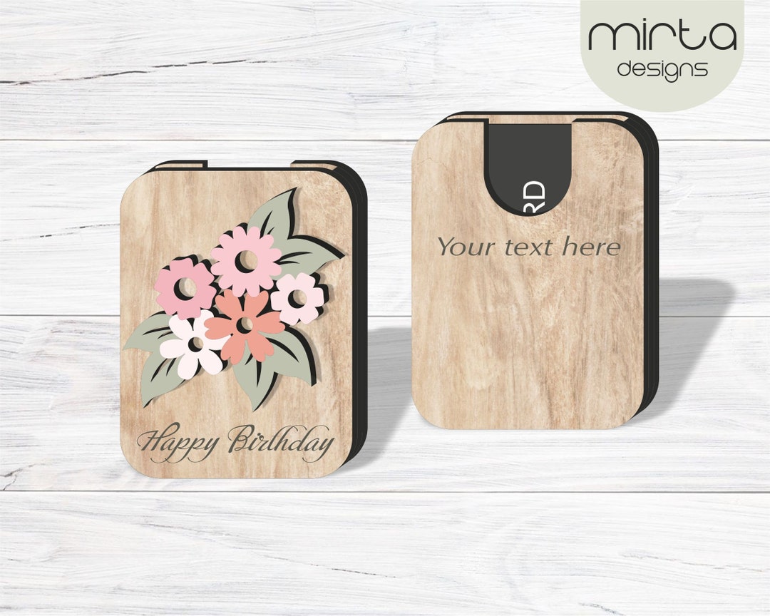 Flowers Gift Card Holder Svg, Happy Birthday Svg, Laser Cut File, Gift ...