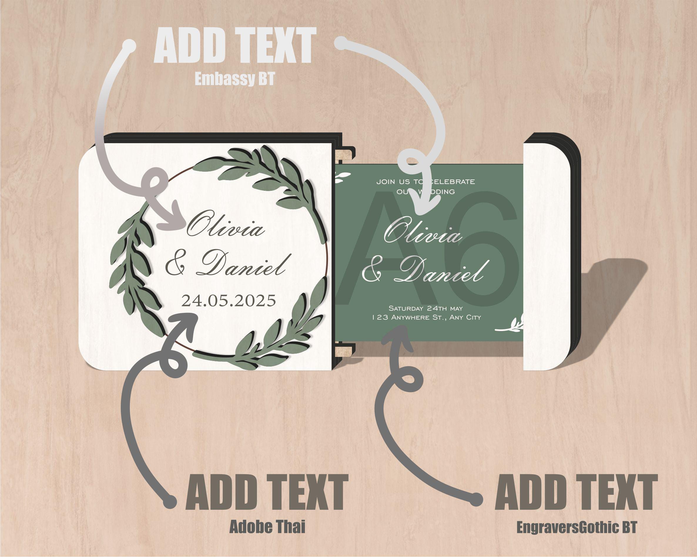 Invitation Holder Bundle Svg Laser Cut, A6 Wedding Card Pocket Template ...