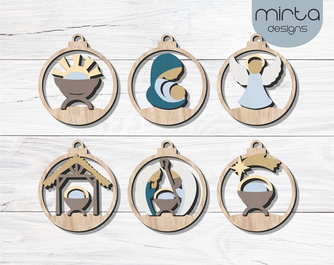 Nativity Scene Ornament Svg, Laser Cut File, Christmas Ornament Svg ...